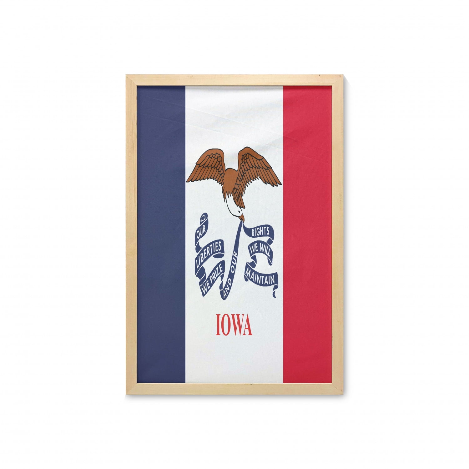 Iowa State Wall Art with Frame, Flag of USA State of Iowa with Eagle ...