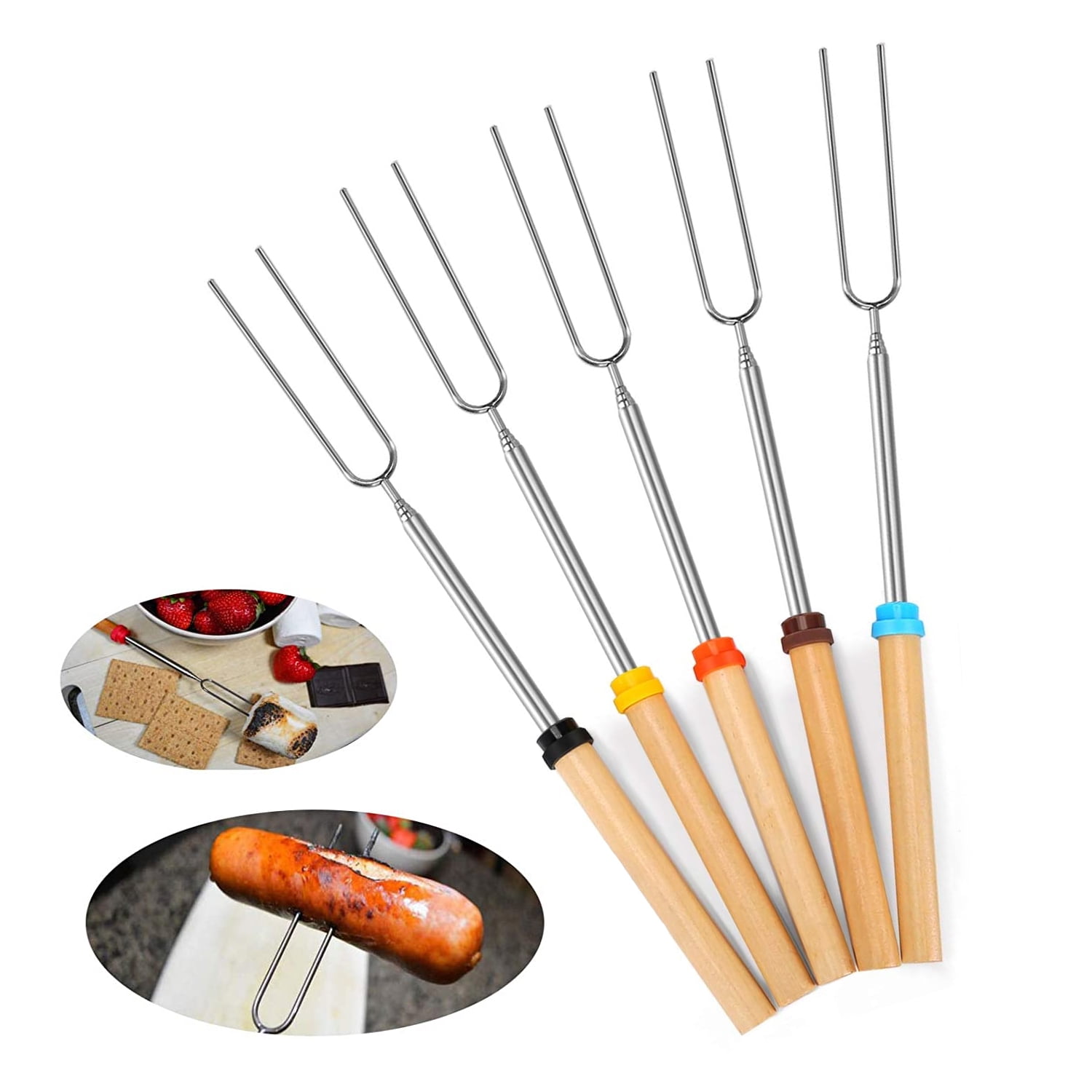 Juhenon | Marshmallow Roasting Sticks 32 Inch Telescoping Marshmallow Skewers & Hot Dog Forks ...