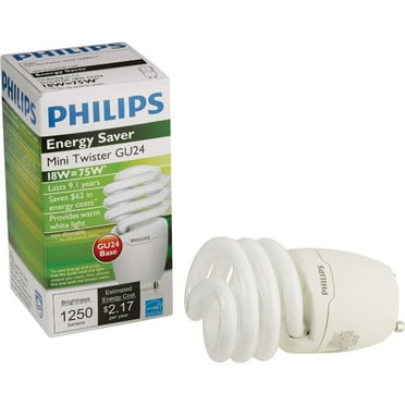 Philips 13W T2 Mini Twister CFL Light Bulb, Daylight 6500K, 60W ...