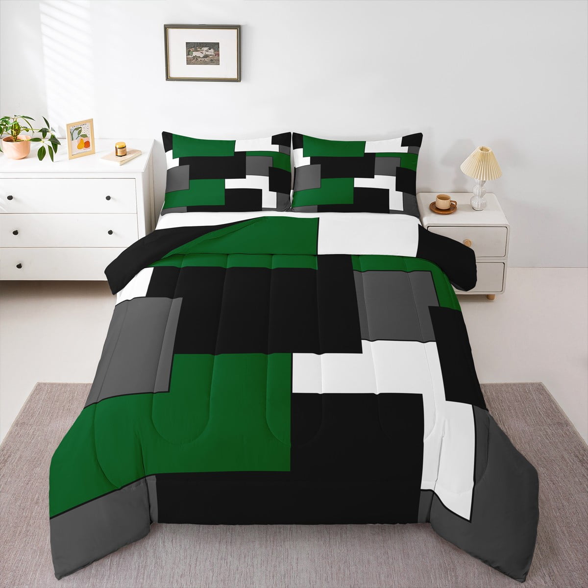 Click here for Erosebridal Green Geometric Comforter Sets Twin Si... prices