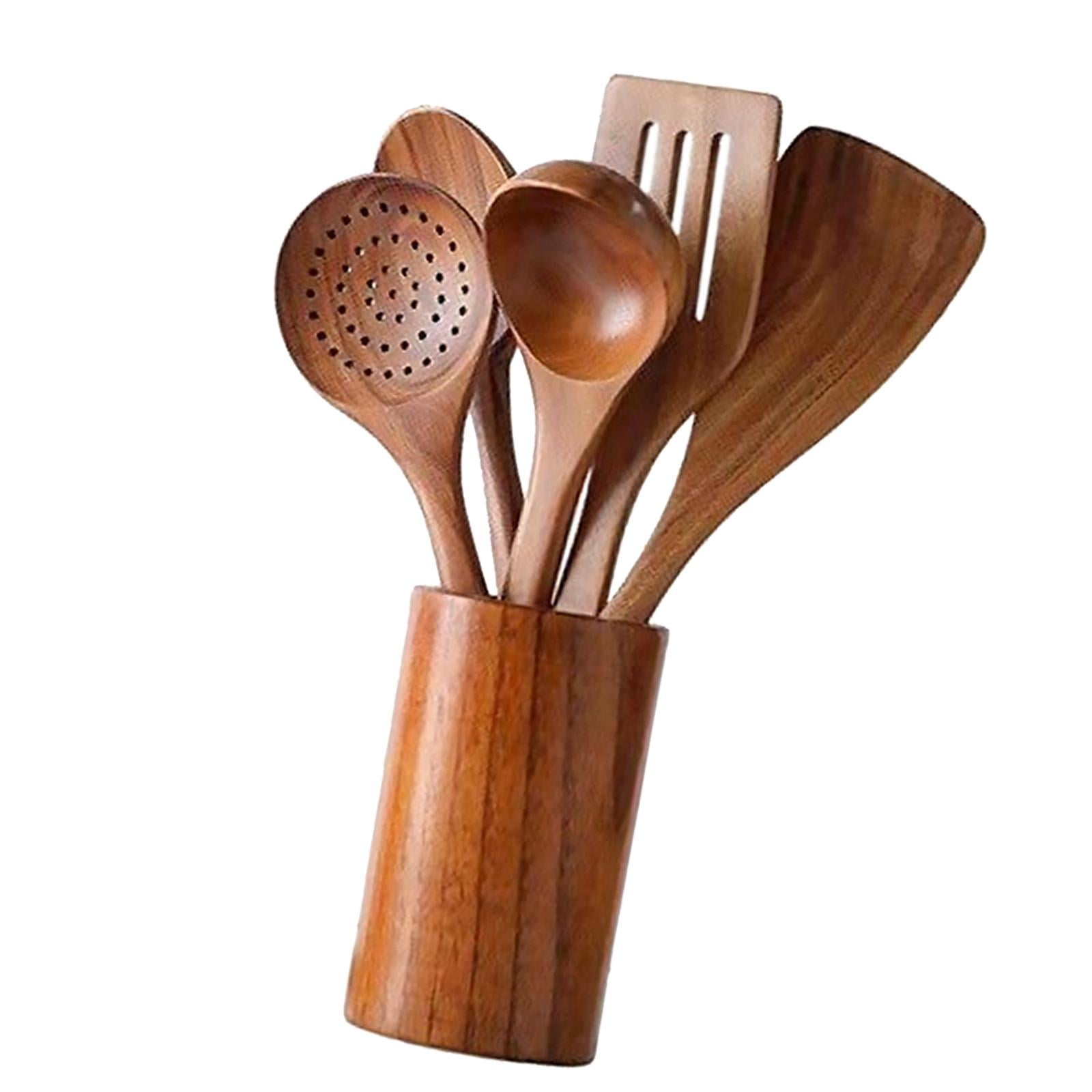 Kitchen Wooden Utensils for Cooking, Wood Utensil Teak Wood Spoons for ...