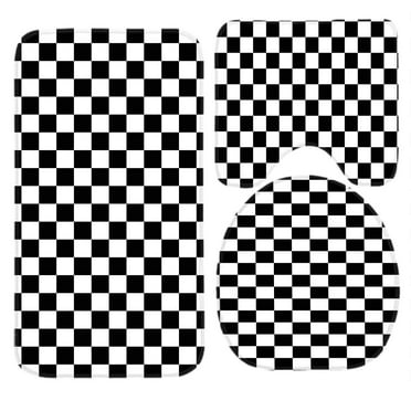 ABPHQTO White Buffalo Plaid Bathroom Accessories: 3 Piece Non-Slip Bath ...