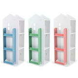 Blue / Pink / Green 360° Rotation Bookshelf 4-Tier Bookcase Storage ...