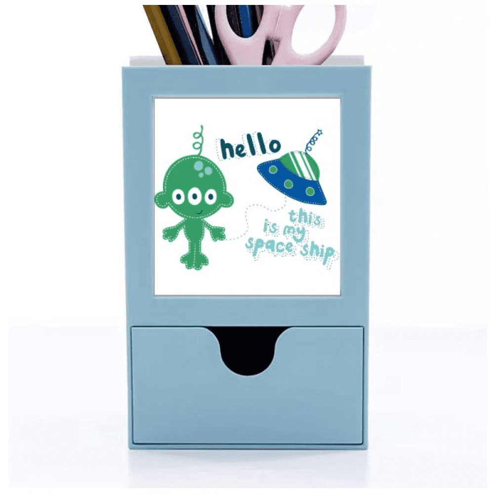 Universe And Alien Hello Alien Desk Supplies Organizer Pen Holder Card ...