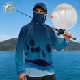 Bulopur Men’s Long Sleeve Sun Hoodie Shirt Blue Palm Tree UPF 50 ...
