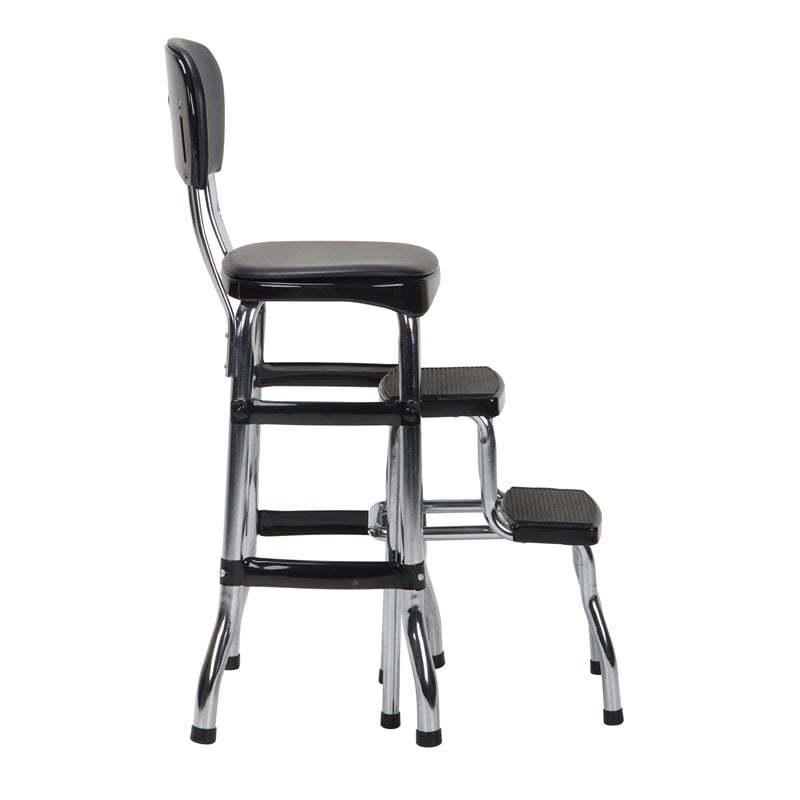 COSCO Stylaire Retro Chair Step Stool with Pull Out Steps Black one pack Walmart