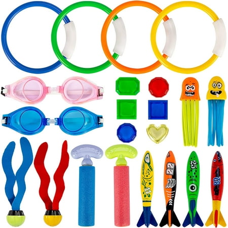 Diving Toys Set for Kids, 22 PCS Pool Swimming Toys - Diving Glasses ...