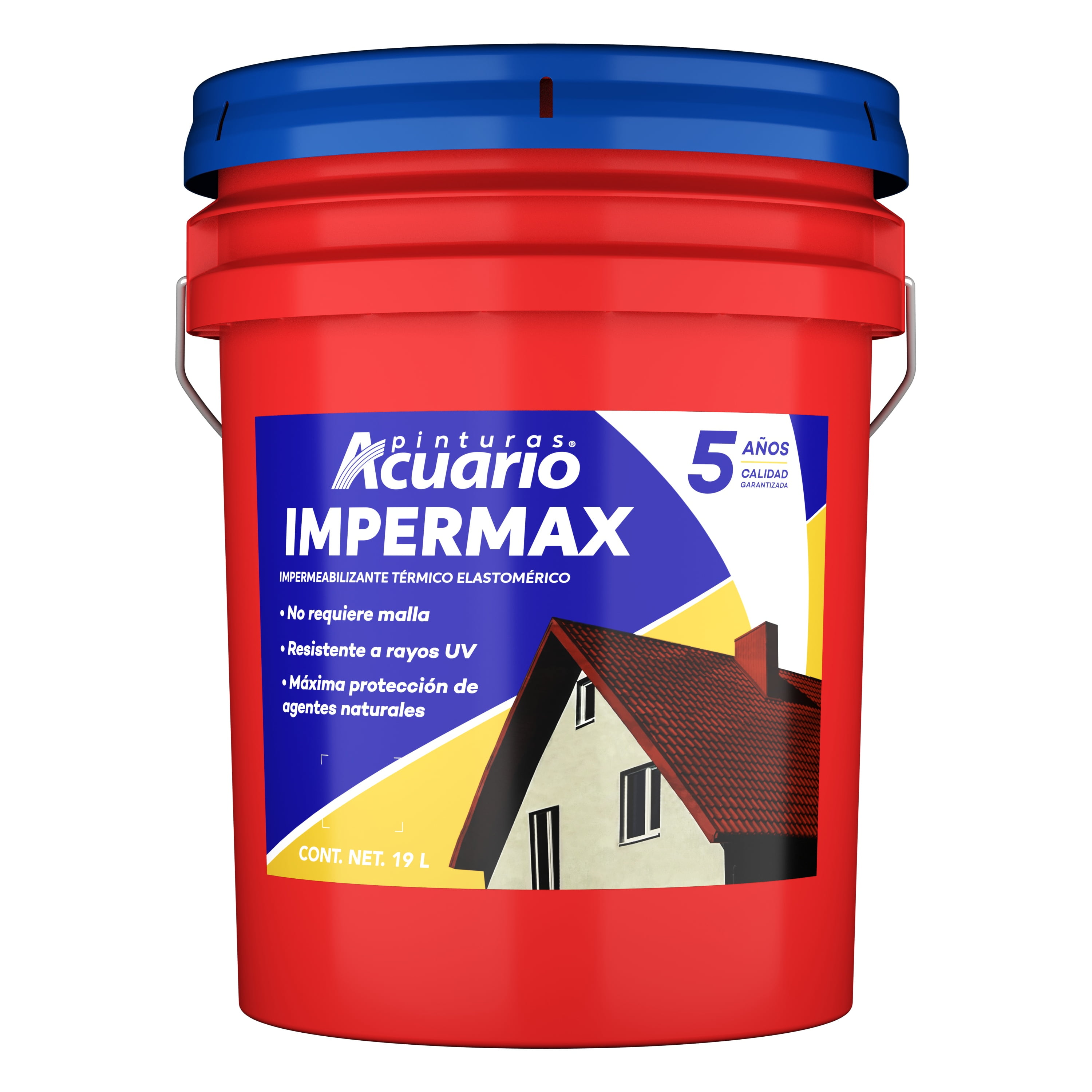 Impermeabilizante Elastomérico Impermax 5 Años 19 Litros Color Rojo Óxido Pinturas Acuario ...
