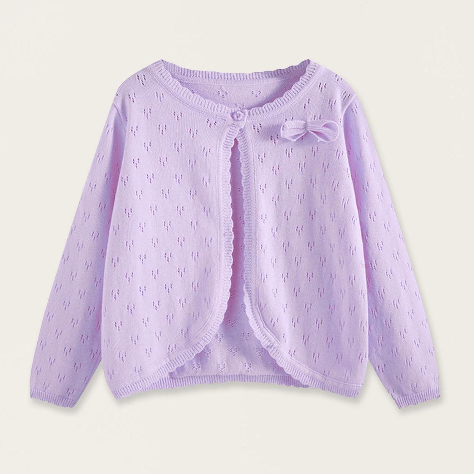 Fatyb Girls Long Sleeve Hollow Out Cardigans Button Closure Long Sleeve Lightweight Sweater Outerwear