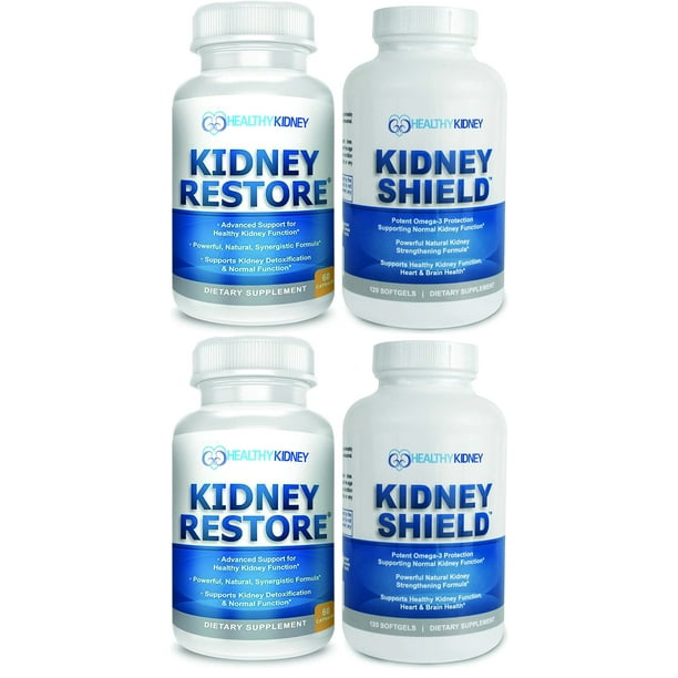 Healthy Kidney Kidney Shield + Kidney Restore Double Bundle: 4 Bottles ...