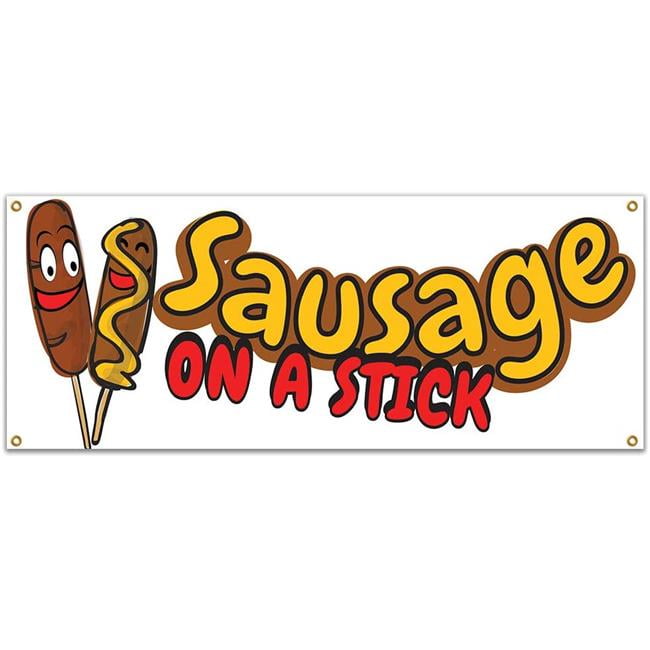 SignMission B-Sausage On A Stick19 48 in. Sausage On A Stick Banner ...