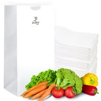 Duro 6# White Paper Bags 100-Count, Bulk Disposable Paper Lunch Sacks ...