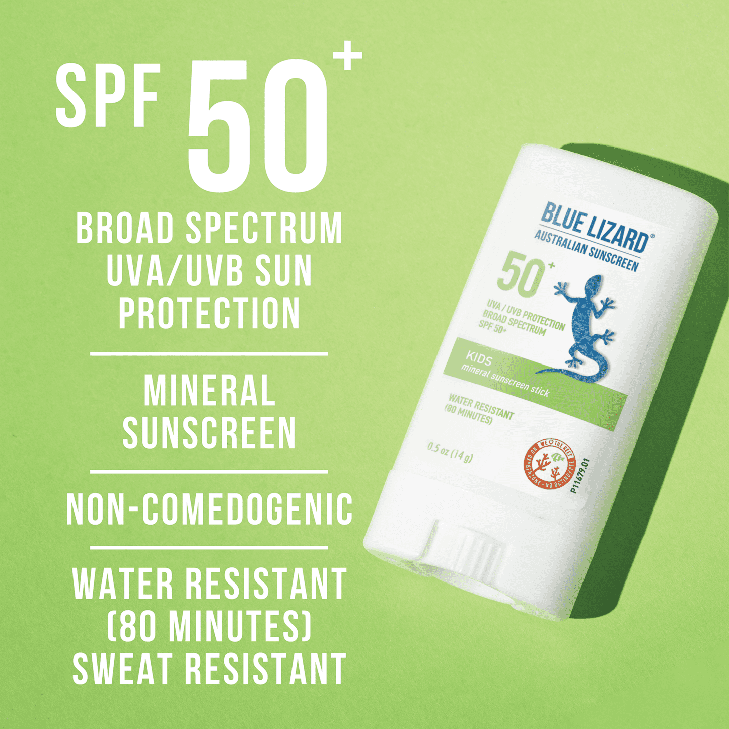 Blue Lizard Kids SPF 50 Mineral Sunscreen Stick, Broad Spectrum, All ...