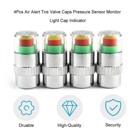 4Pcs Air Warning Alert Tire Valve Caps 2.4Bar 36PSI Pressure Sensor ...