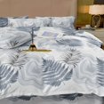 3pcs Gray Grass Leaf Duvet Cover Set - Elegant and Comfortable Bedding ...