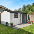 12x10ft Metal garden sheds outdoor storage sheds white+black with ...