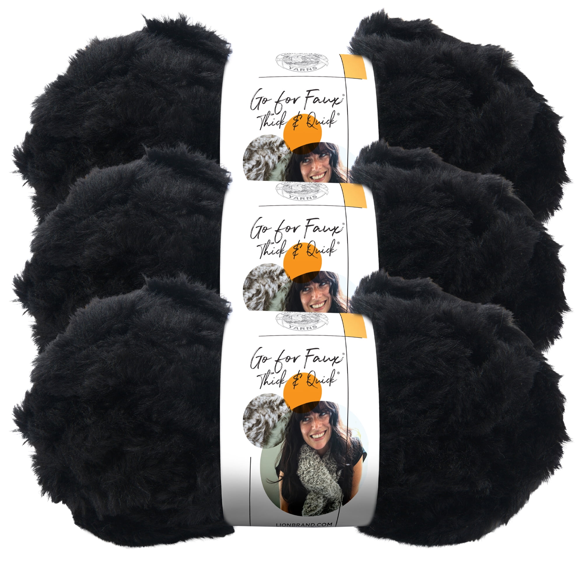 Lion Brand Yarn Go for Faux Thick and Quick Black Panther Faux Fur ...