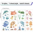 1Set 8 Sheets 8 Styles PVC Waterproof Wall Stickers Self-Adhesive ...