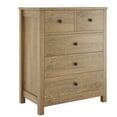 Drawer Chest Dresser with Metal Round Handle, Wood Nightstand with 5 ...
