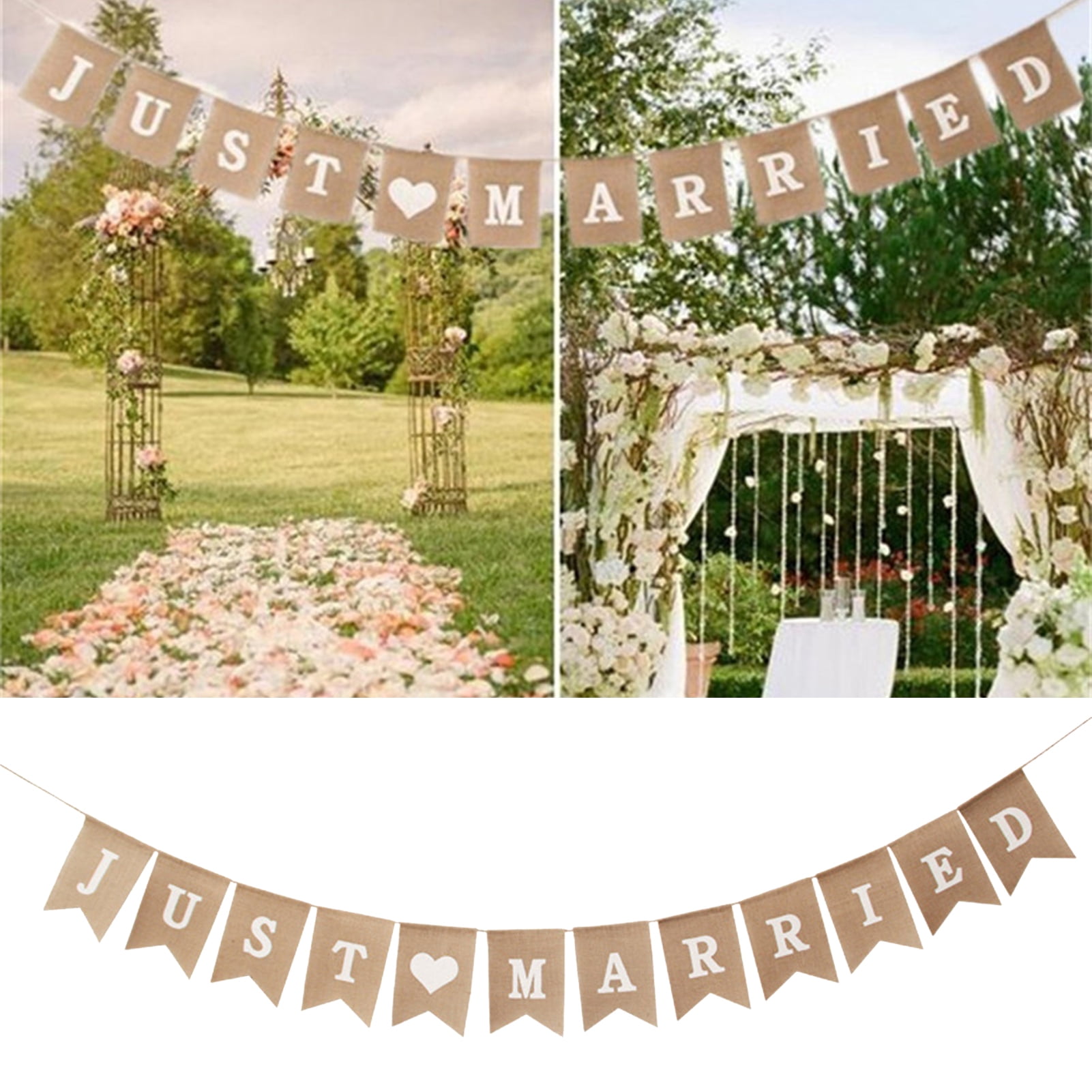 Mightlink Wedding Banner Heart Pattern Letter Design Anti-fade Bridal ...