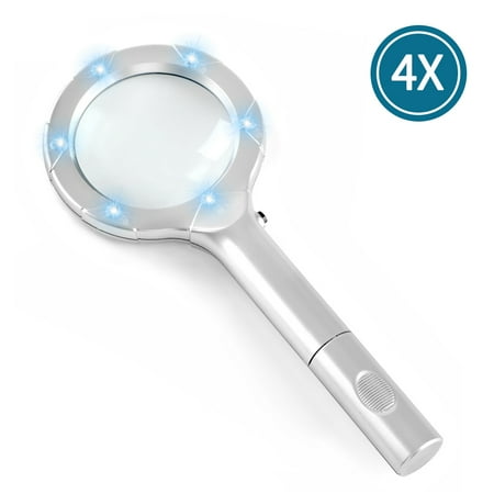 Mini Portable Handheld 4X Magnifier Magnifying Glass Lens with LED ...