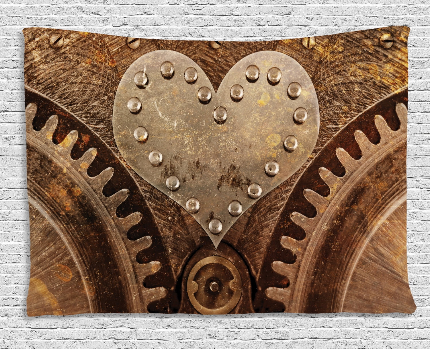 Steampunk Tapestry, Grungy Background with Close Up Image of Heart Form ...