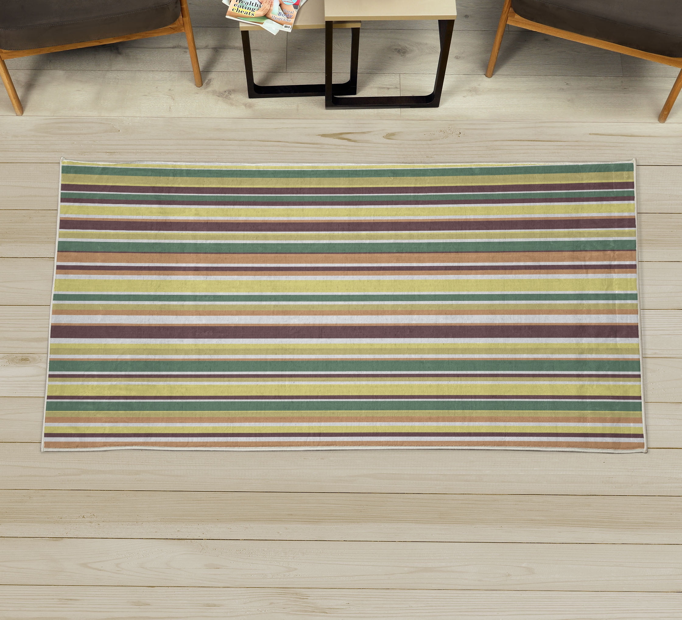 Pastel Decorative Rug, Vertically Striped Pattern Different Color ...