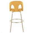 Yellow Fabric Swivel Bar Stools Set of 2, Gold Metal Frame and Footrest ...