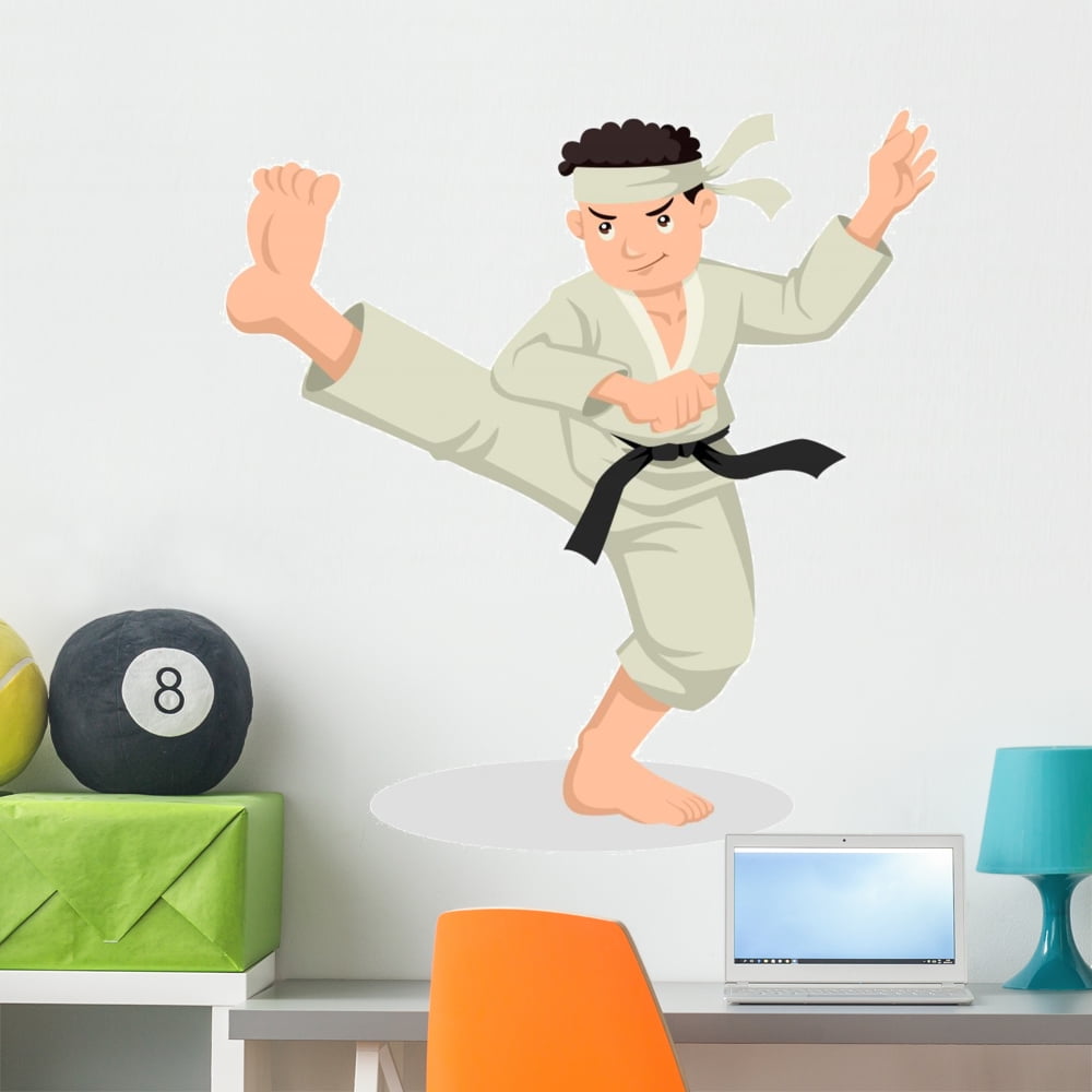 Cartoon Illustration Karate Boy Wall Decal Sticker by Wallmonkeys Vinyl ...