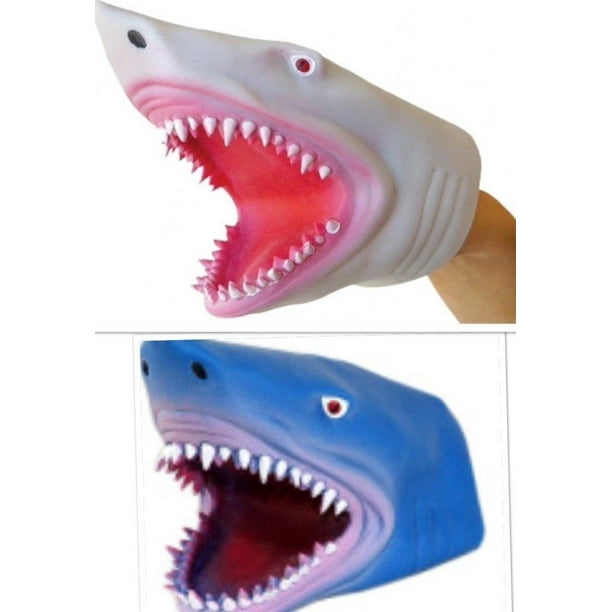 2 Pack - Soft Rubber Realistic 6 Inch Great Shark Hand Puppet (White ...