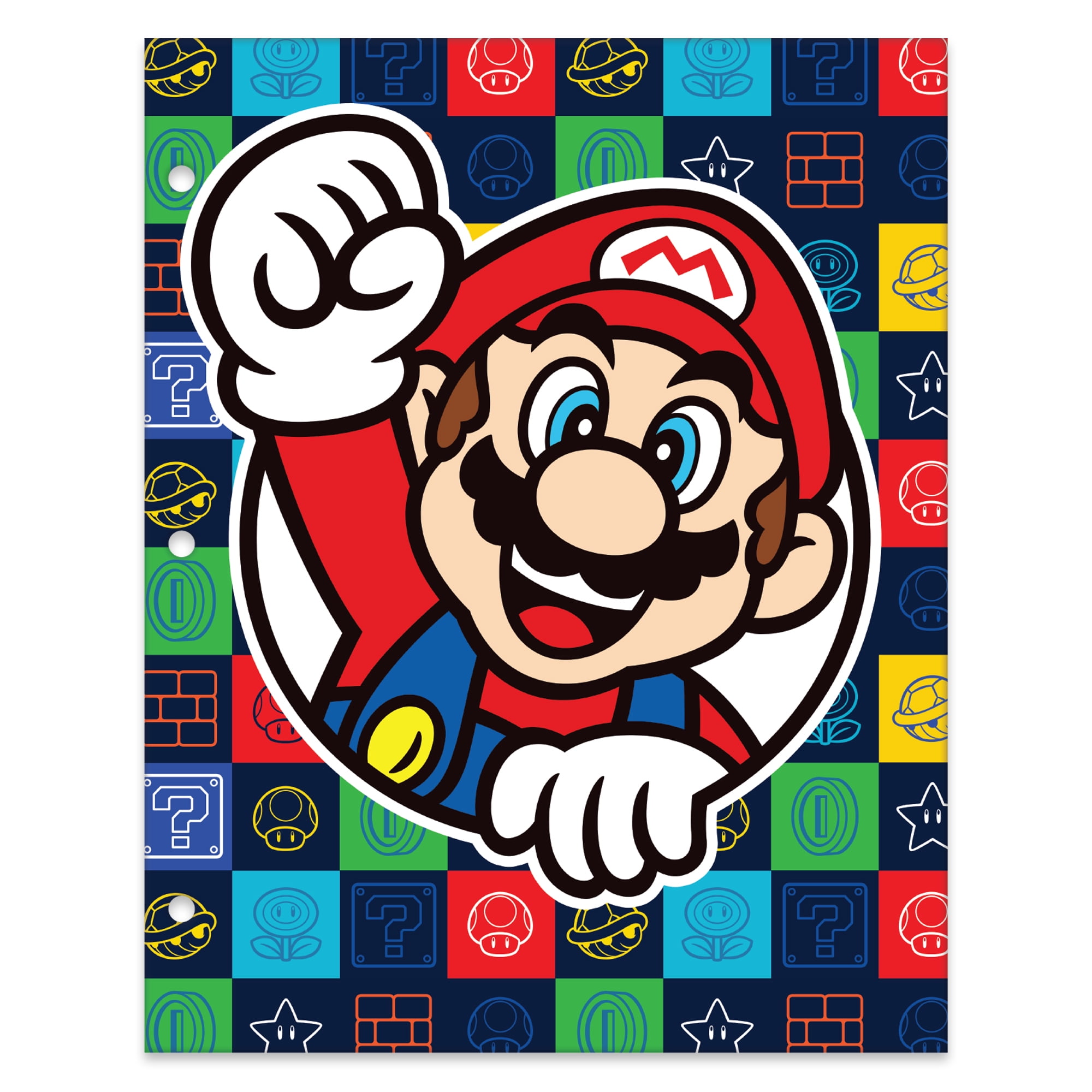 Nintendo Super Mario Brothers 2-Pocket Paper Folder, 3-Hole Punched ...