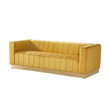 Emery Velvet Corduroy Sofa in Brown - Walmart.com