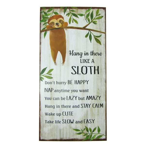 Funny Wood Hang There Sloth Wall Sign Inspirational Wall Art Kitchen ...
