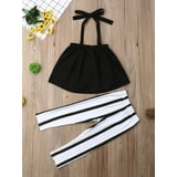 Dewadbow Summer Toddler Kids Baby Girl Strap Tops Crop Stripe Trousers ...