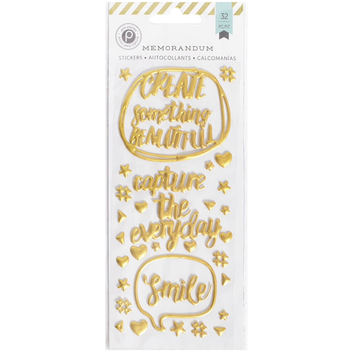Memorandum Puffy Stickers-Gold Phrases - Walmart.com