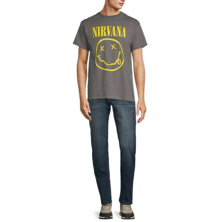 Nirvana All Gender Smiley Logo Graphic Tee Shirt, Men's Nirvana All Gender Smiley Logo Graphic Tee Shirt, Men's