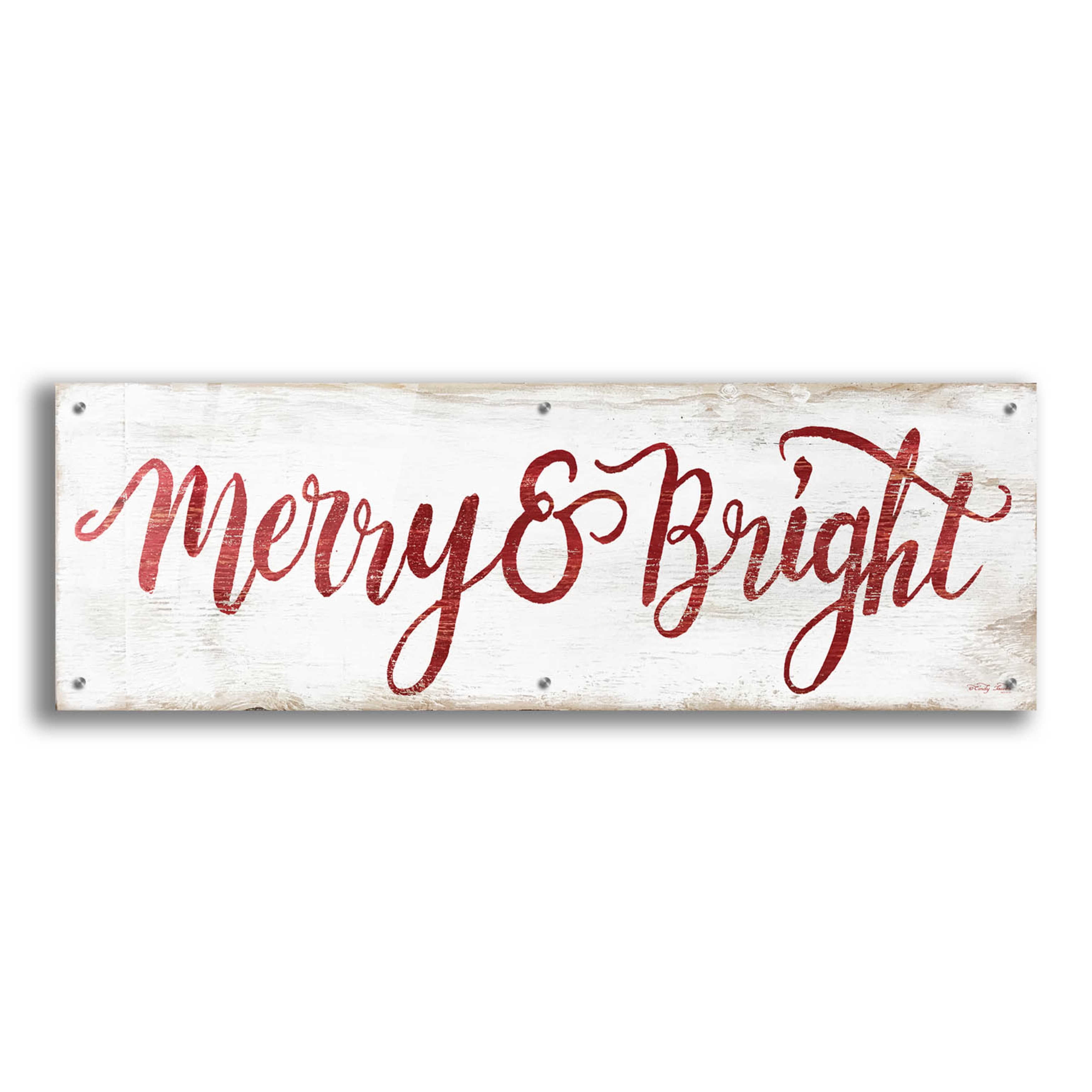 Epic Art 'Merry & Bright Cursive' by Cindy Jacobs, Acrylic Glass Wall ...