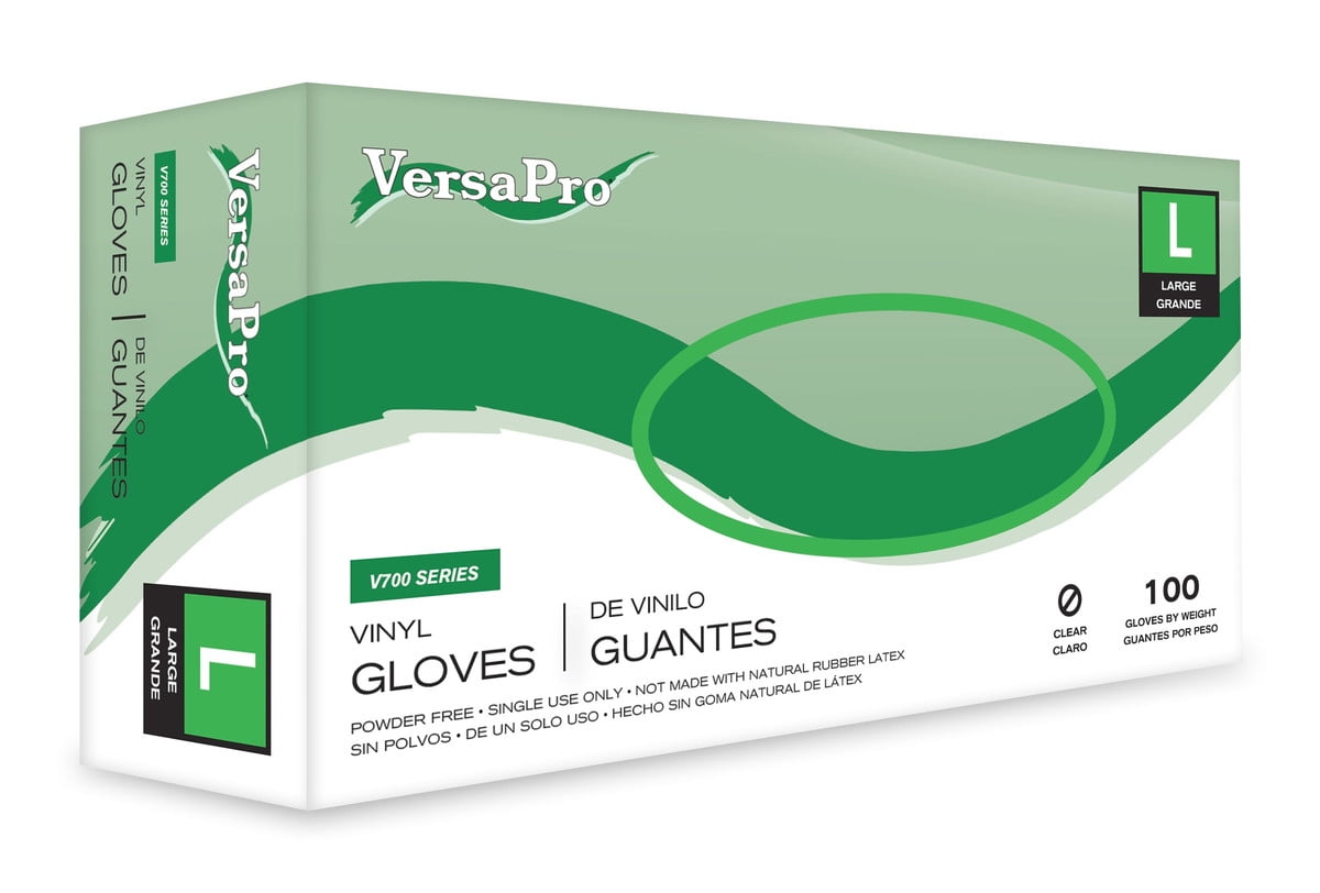 Buy VersaPro 700L Vinyl Gloves, Latex and Powder Free, Large, Clear ...