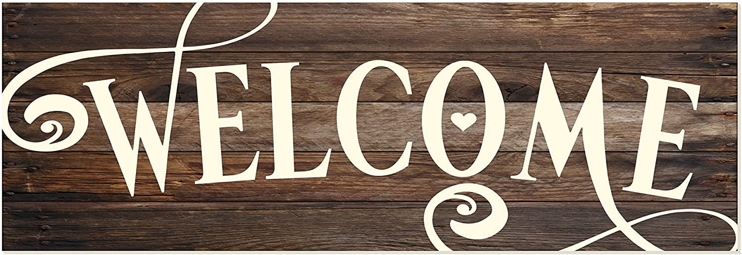 Welcome Rustic Wood Farmhouse Wall Sign (Brown) 6x18 - Walmart.com