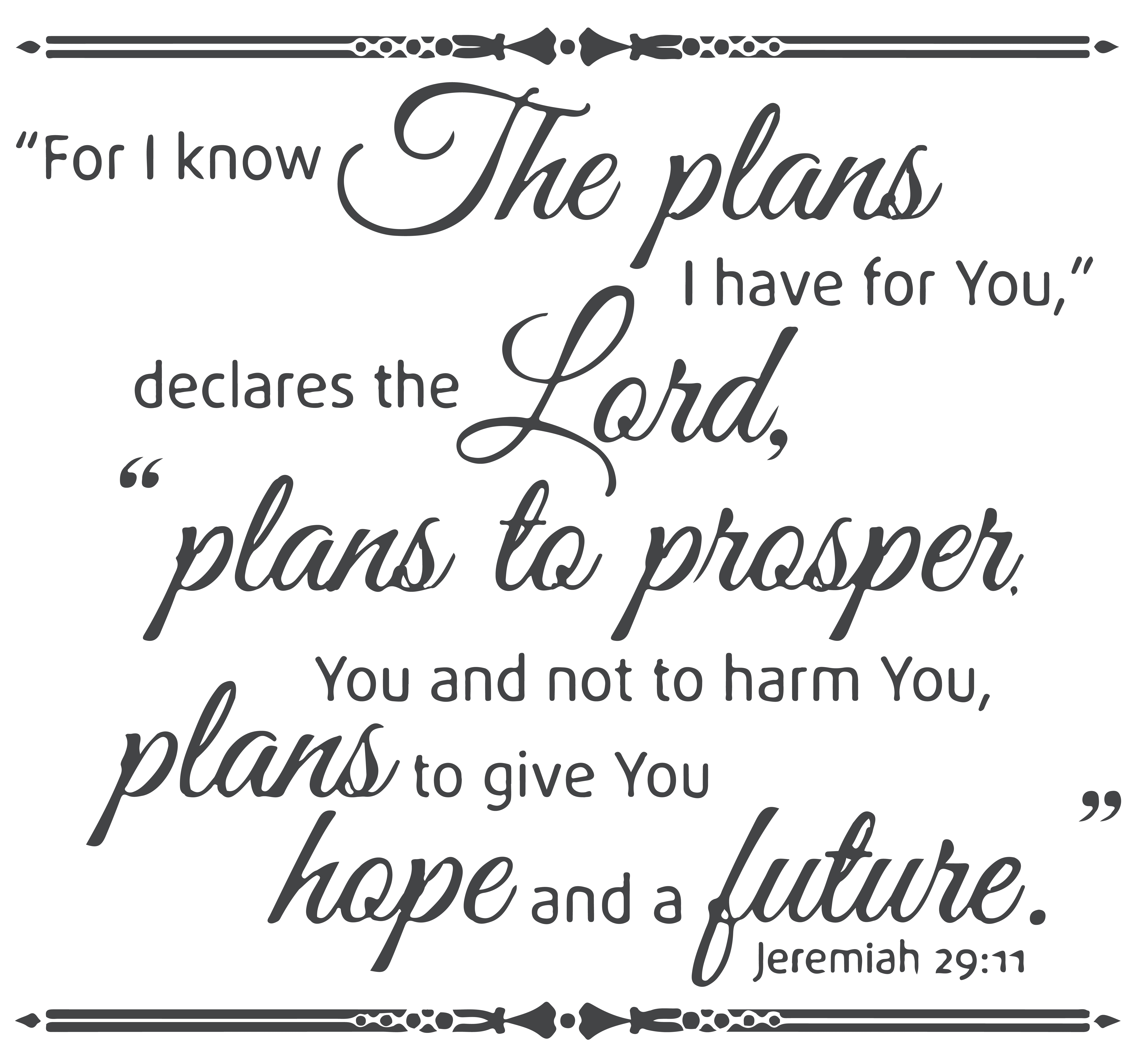 Jeremiah 29:11 For I know the plans I haveâ ¦ Vinyl Decal Sticker Quote ...