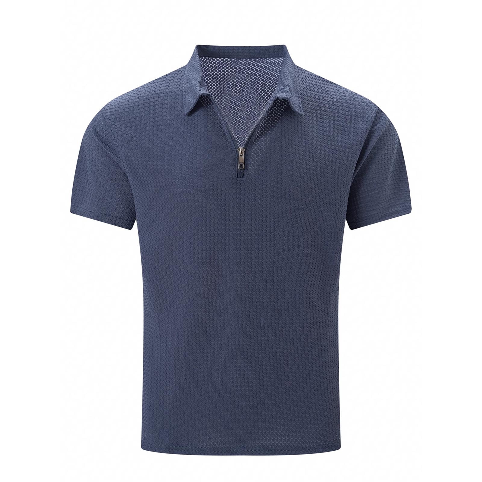 Playera Elvqul de Hombre Azul Marino Manga Corta Casual Liso Gym Polo ...
