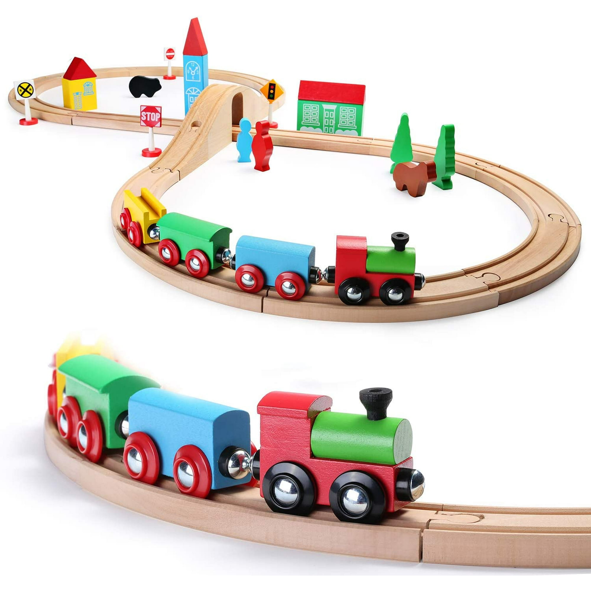 Click here for Sainsmart Jr. Wooden Train Set For Toddler With Do... prices