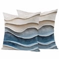 Beach Ocean Blue Gradient Wave Waterproof Throw Pillow Covers Set of 2 ...