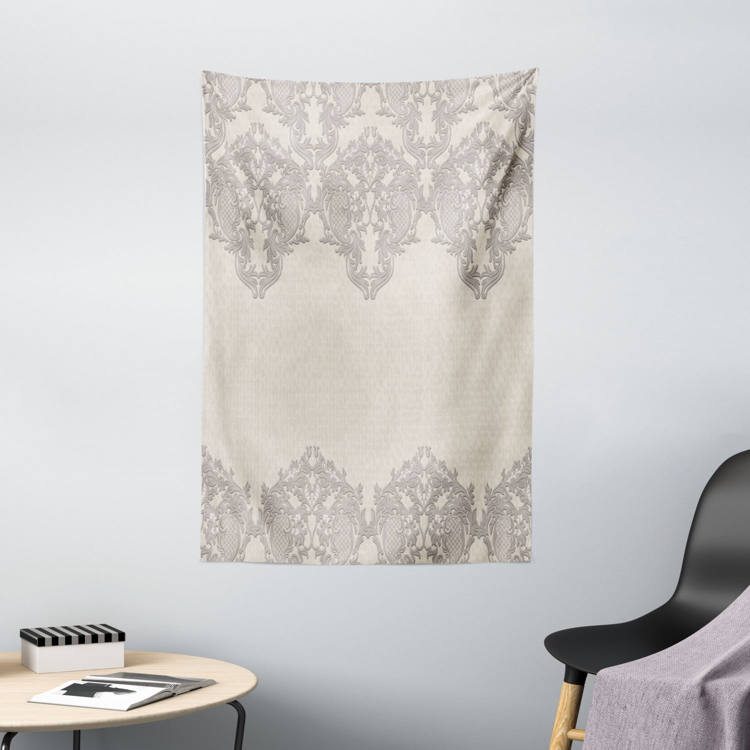 Taupe Tapestry, Lace Like Framework Borders with Arabesque Details ...