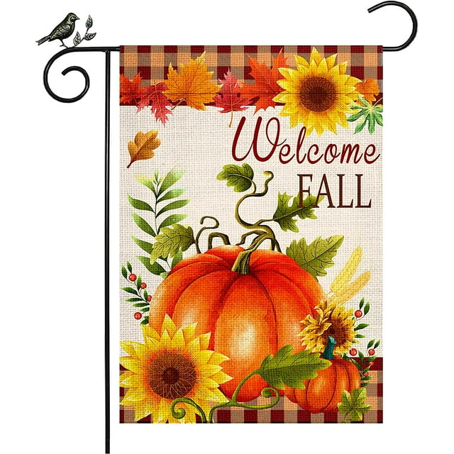 Welcome Fall Garden Flag 12 x 18 Inch Double Sided Autumn House Flag ...
