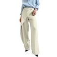 Ailaofu Women's Fall High Waist Wrap Front Wide Leg Suit Pants Solid ...
