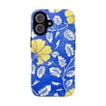 Blue Yellow Floral Tough Phone Case for iPhone 7 to 17 Pro Max, Glossy ...