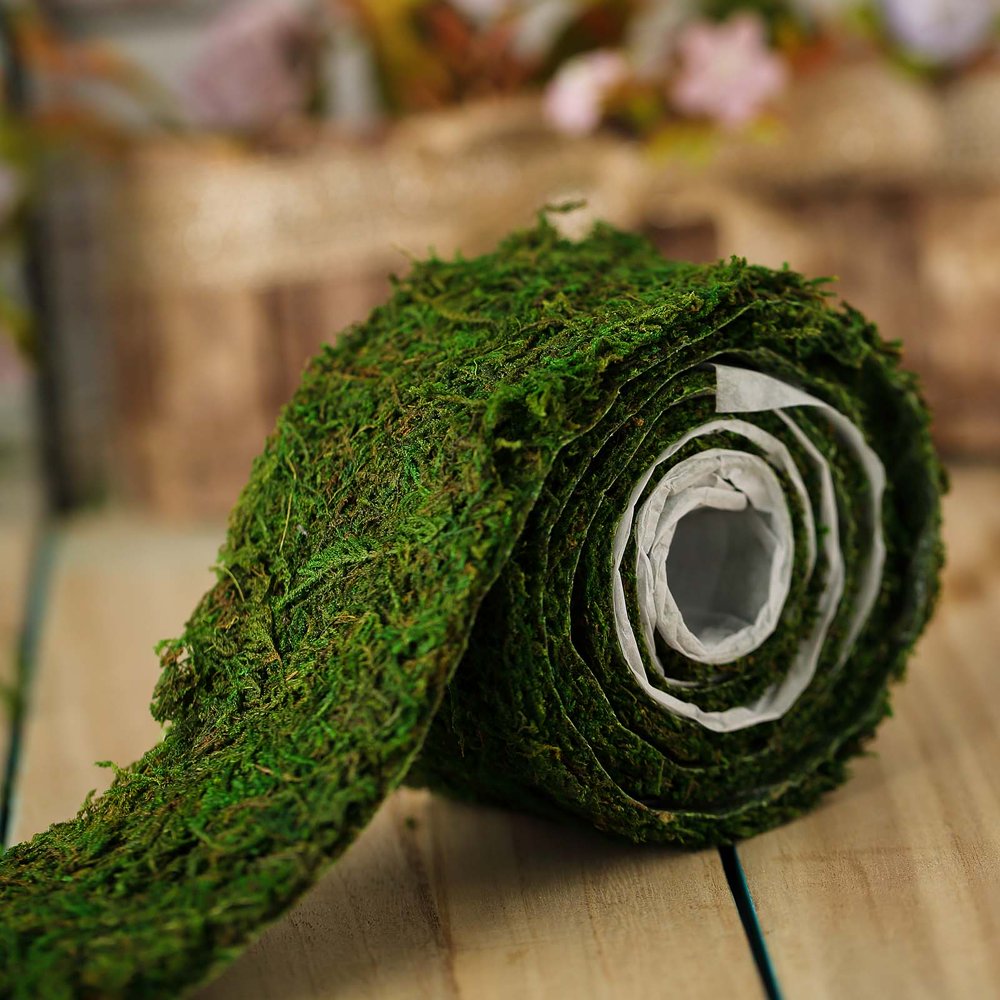 Efavormart 2" Wide | 4 Ft Green Preserved Moss Ribbon Rolls For Gift ...