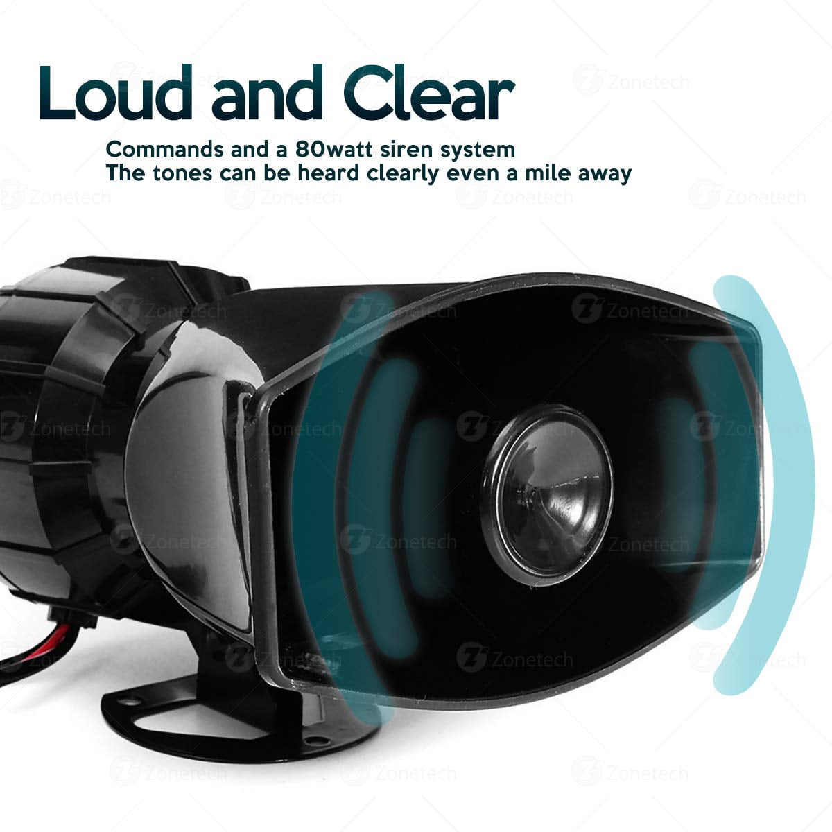 80W Air horn PA System- Zone Tech 80W Emergency Sounds Electric Horn ...