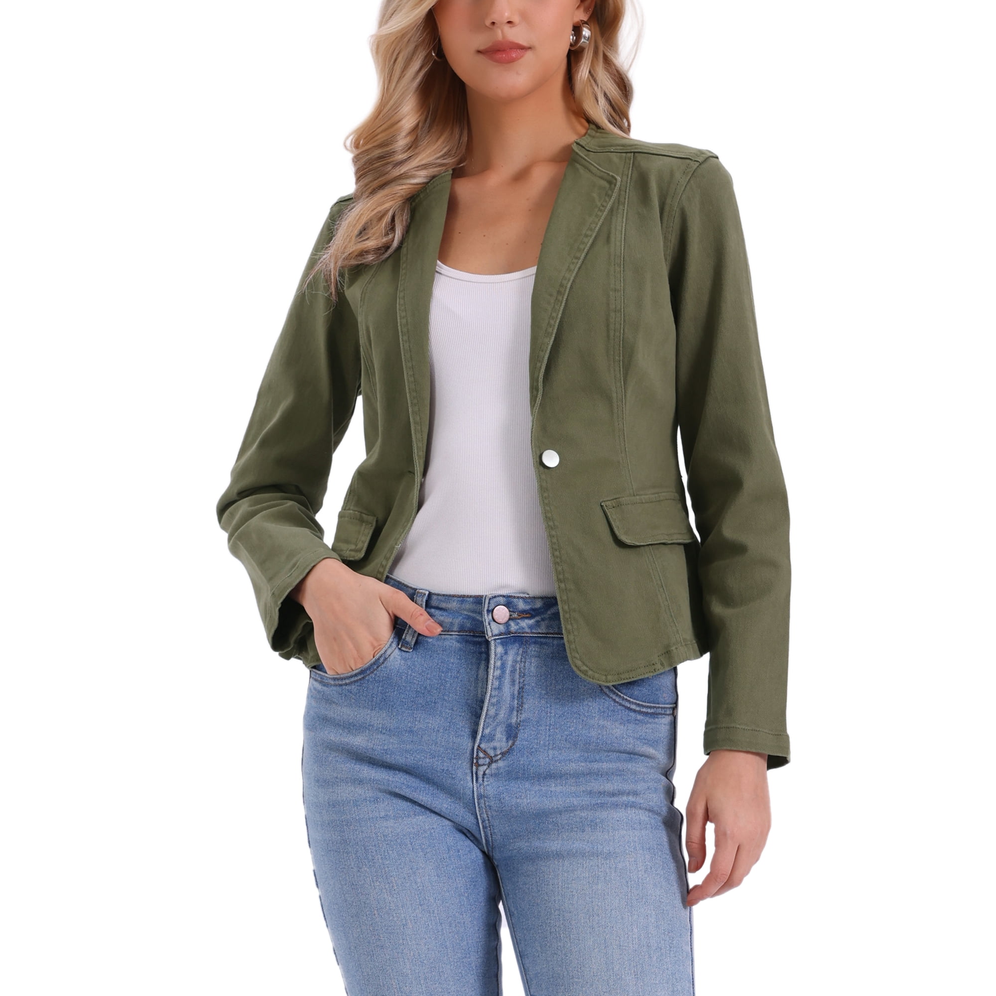 Click here for Inspire Chic Womens Stretchy Jean Jacket Lapel Col... prices